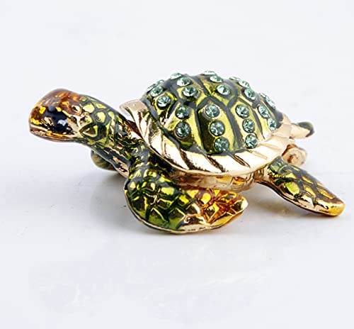 SEVENBEES Mini Sea Turtle Figurine Trinket Box Hinged Jewelry Boxes