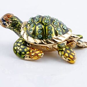 SEVENBEES Mini Sea Turtle Figurine Trinket Box Hinged Jewelry Boxes