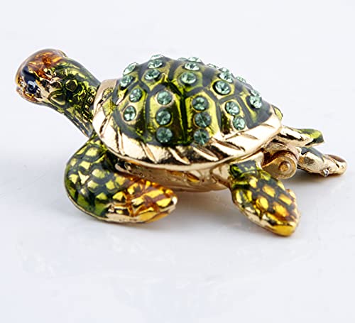 SEVENBEES Mini Sea Turtle Figurine Trinket Box Hinged Jewelry Boxes