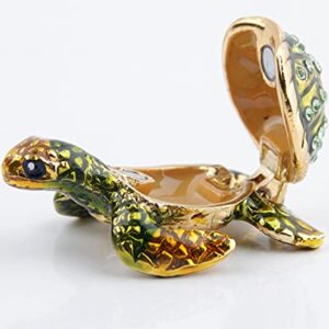 SEVENBEES Mini Sea Turtle Figurine Trinket Box Hinged Jewelry Boxes