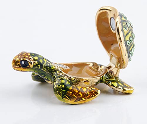 SEVENBEES Mini Sea Turtle Figurine Trinket Box Hinged Jewelry Boxes