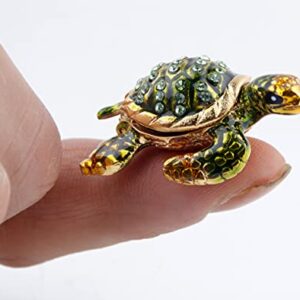 SEVENBEES Mini Sea Turtle Figurine Trinket Box Hinged Jewelry Boxes