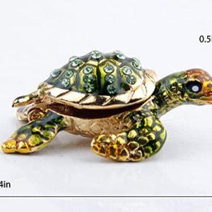 SEVENBEES Mini Sea Turtle Figurine Trinket Box Hinged Jewelry Boxes