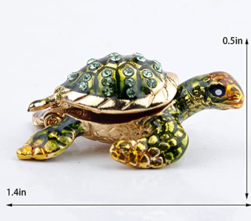 SEVENBEES Mini Sea Turtle Figurine Trinket Box Hinged Jewelry Boxes