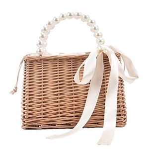 chuwuju fashion straw bags for women beach rattan woven tote handbags ladies summer top-handle bags hobo purse with pearl ornaments