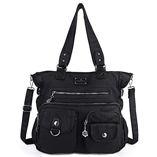 Angelkiss Purses and Handbag for Women Soft PU Leather Shoulder Handbag Hobo Bags Satchel Shoulder Bags Ladies Tote Crossbody Travel Bag Black