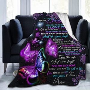 yuboo to daughter’s gifts butterfly blanket from mom,fleece purple sublimation throw for daughter&girl’s gifts birthday/holiday present,60×50 inches for adults and teens