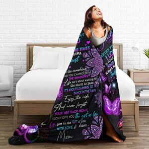 yuboo to Daughter's Gifts Butterfly Blanket from Mom,Fleece Purple Sublimation Throw for Daughter&Girl's Gifts Birthday/Holiday Present,60x50 inches for Adults and Teens