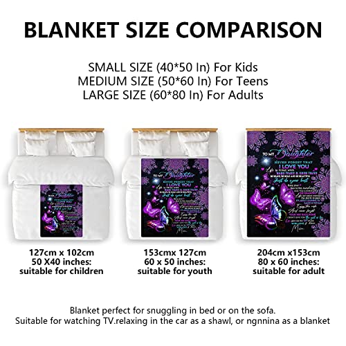 yuboo to Daughter's Gifts Butterfly Blanket from Mom,Fleece Purple Sublimation Throw for Daughter&Girl's Gifts Birthday/Holiday Present,60x50 inches for Adults and Teens