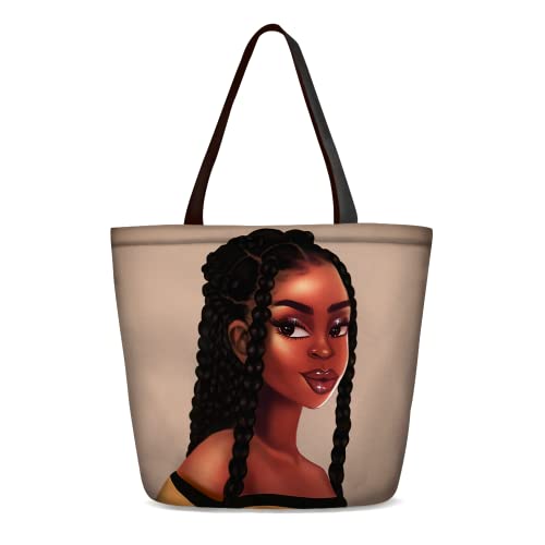 Womens Girls African American Tote Travel Bag Black Girl Shoulder Handbag For Work Travel Business Beach Shopping School