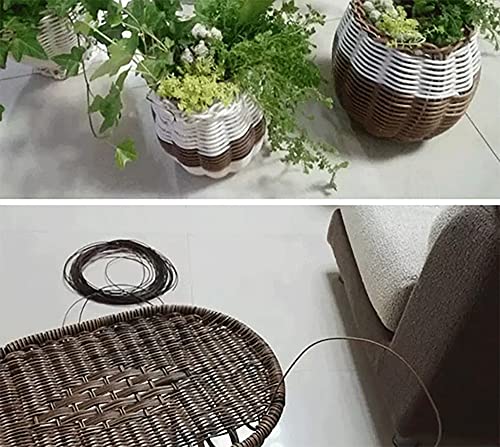 Synthetic Brown Woven Round Rattan, PE Plastic Round Rattan, Woven Repair Rattan Chair, Woven Wicker Suitable for Weaving Repair Chair, Table, Storage Basket