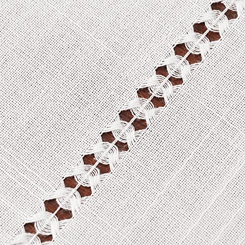 Grelucgo Solid Color Double Hemstitched Dining Tablecloth (Off White, Oval 60x84 inches)