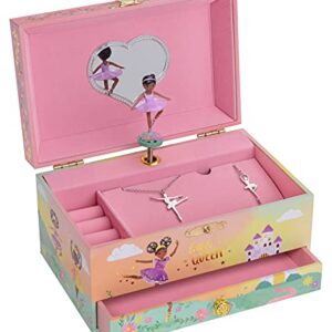 Jewelkeeper Ballerina Music Box & Little Girls Jewelry Set - 3 Ballerina gifts for Girls - Little Queen Design