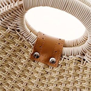 Women's Shell Shape Straw Bag Rattan Beach Tote Summer Straw Tote Bag (Brown,One Size)