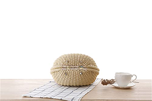 Women's Shell Shape Straw Bag Rattan Beach Tote Summer Straw Tote Bag (Brown,One Size)