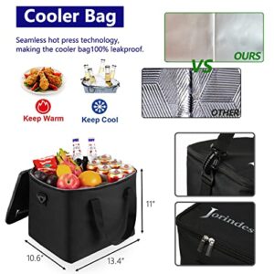 Collapsible Trunk Organizer for Car with Insulated Leak proof Cooler Bag, 3 Compartments SUV Cargo Organizer Removable Dividers, 5 in1 Car Storage Organizer with Foldable Lid,2 Tie-Down Straps(Black)