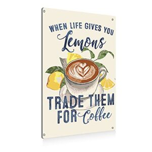 funny kitchen lemon coffee metal tin sign wall decor vintage when life gives you lemons sign for home café bar decor gifts