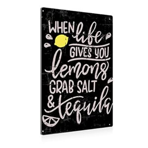 beastzheng funny kitchen lemon metal tin sign wall decor vintage when life gives you lemons sign for home café decor gifts