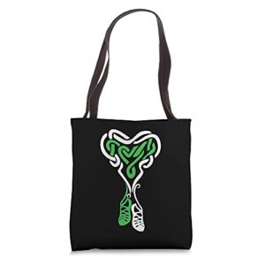 irish step dancing celtic knot heart tote bag