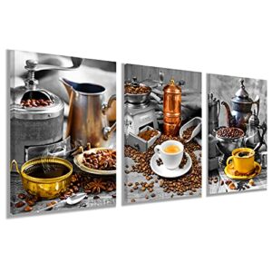 aijuanw coffee wall art kitchen decor,coffee bean coffee cup canvas wall art restaurant decor,coffee shop decor framed posters paintings