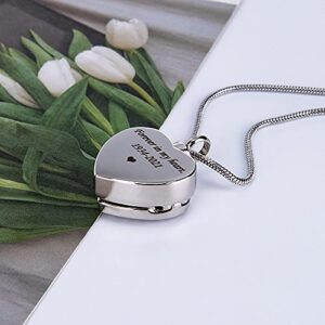 Bivei Customized Heart Urn Necklace for Ashes, Personalized Urn Locket with Picture &Text - Cremation Jewelry for Ashes for Grandma/Mom(Silver)