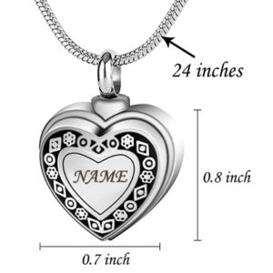 Bivei Customized Heart Urn Necklace for Ashes, Personalized Urn Locket with Picture &Text - Cremation Jewelry for Ashes for Grandma/Mom(Silver)