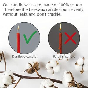 Danilovo Pure Beeswax Candles - No-Drip, Smoke-Less, Tall, Thin Taper Candles – Decorative Candles for Church Prayer, Decor or Birthday Candles – Honey Scented Candles – 6.4”x0.22” (Orange, 50pcs)