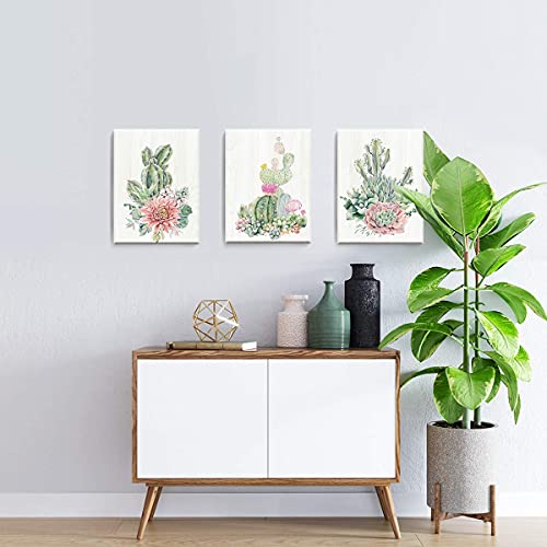 Framed Canvas Wall Art Succulents Cactus Picture Print Paintings Bathroom Wall Decor Living Room Bedroom Kitchen Wall Decorations Artwork Modern Home 3 Piece Plant Wall Decor Size 12x16 inch 3 Panel