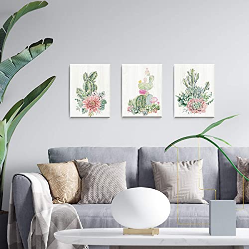 Framed Canvas Wall Art Succulents Cactus Picture Print Paintings Bathroom Wall Decor Living Room Bedroom Kitchen Wall Decorations Artwork Modern Home 3 Piece Plant Wall Decor Size 12x16 inch 3 Panel