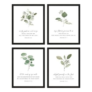 psalms scripture wall art christian posters, christian wall art – set of 4 (8×10″) bible verses wall decor bible verse wall art christian wall decor christian art bible scripture wall decor – unframed