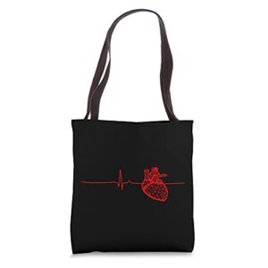 cardiologist heartbeat ekg ecg cardiac cardiology nurse gift tote bag