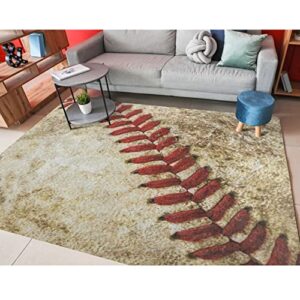 alaza baseball ball vintage non slip area rug 5′ x 7′ for living dinning room bedroom kitchen hallway office modern home decorative