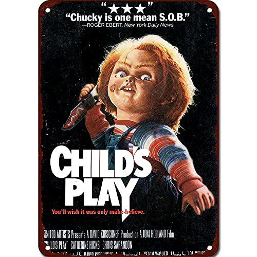 Horror Movies Child's Play Movie Poster Retro Metal Tin Sign Wall Home Wall Art Metal Tin Sign,cave,bar,Club,Home Wall Art Metal Tin Sign 8x12 Inches