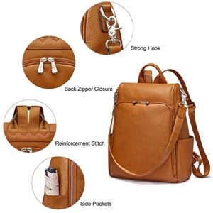 S-ZONE Leather Backpack Purse for Women Fashion Anti-theft Rucksack Ladies Convertible Shoulder Bag Handbag Medium