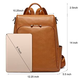 S-ZONE Leather Backpack Purse for Women Fashion Anti-theft Rucksack Ladies Convertible Shoulder Bag Handbag Medium