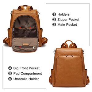 S-ZONE Leather Backpack Purse for Women Fashion Anti-theft Rucksack Ladies Convertible Shoulder Bag Handbag Medium