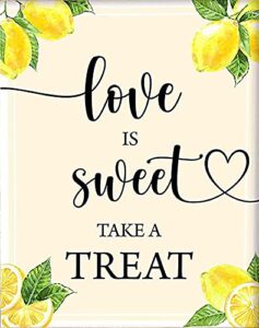 eeypy lemon love is sweet take a treat sign citrus main squeeze bridal shower decor lemon table decor lemonade party decor tin signs vintage funny 8×12 inch