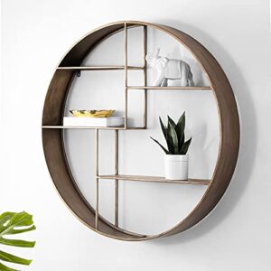 safavieh home collection elewen modern brown 4-tier round display wall shelf