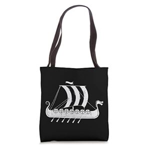 viking long ship drakkar dragon tote bag