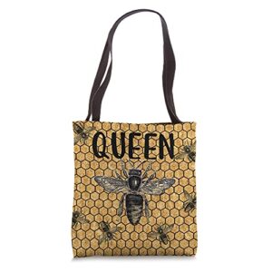 queen bee honeycomb yellow honey hexagon bees hive – yellow tote bag