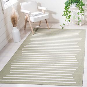 safavieh montauk collection 6′ x 9′ light green/ivory mtk313w handmade flatweave boho farmhouse cotton modern stripe living room dining bedroom area rug