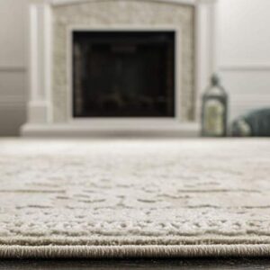 SAFAVIEH Reflection Collection 8' x 10' Cream/Ivory RFT664D Boho Tribal Distressed Living Room Dining Bedroom Area Rug