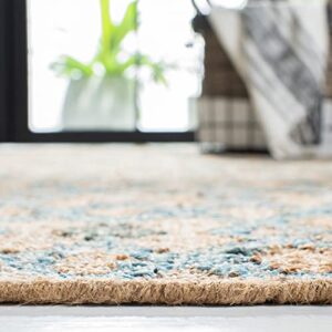 Safavieh Kilim Collection 5' x 8' Natural/Blue KLM759M Flatweave Premium Jute Living Room Dining Bedroom Area Rug