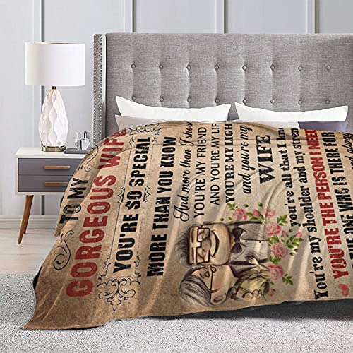 to My Wife Blanket from Husband Ultra Soft Flannel Throw Blankets for Couch Bedroom Sofa Warm Blanket Positive Encourage and Love Wedding Anniversary Birthday Gifts 50x60 Inch