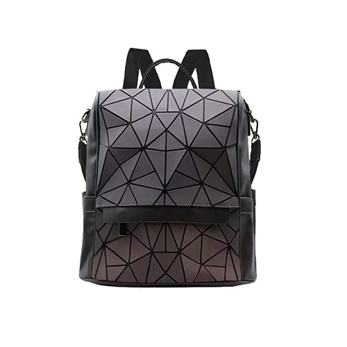 SCOFY FASHION Luminous Holographic Reflective Backpack Purses for Women Casual Chic Color Changing School Bag Backpack Bookbag Purse (Luminous Black)