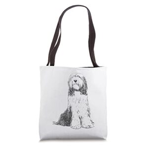 Sitting Dog Bearded Collie Tote Bag