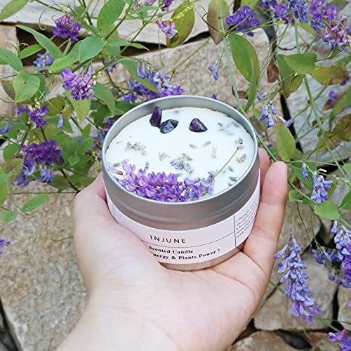 Lavender Candle Aromatherapy Candles Gifts for Women, Christmas Gifts, Lucky Charms Candle with Crystals Inside, 7.2oz Lavender Healing Candles for Balance/Cure/Energy