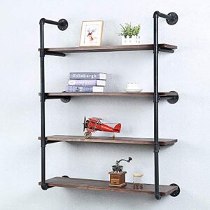 SUJIN, Industrial Pipe Shelving Floating Shelves,Pipe Shelves with Wood Rustic Wall Shelves,36in Pipe Wall Shelf Metal Floating Shelf Wall Mounted,Iron Floating Bookshelf Hanging Book Shelves