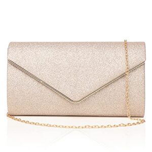 Labair Shining Envelope Clutch Purses for Women Evening Purses and Clutches For Wedding Party. (Champagne)