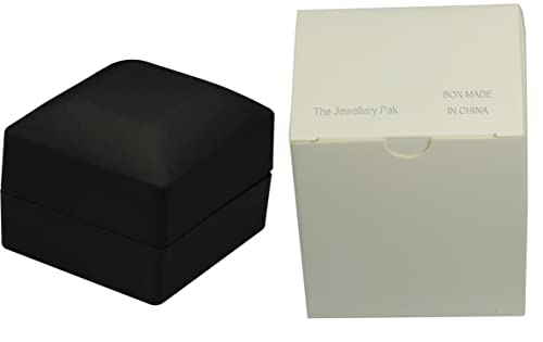 The Jewellery Pak LED Black Ring Box for Proposal, Wedding, Engagement, Valentine Day, Mother's Father's Christmas Luxury Jewelry Gift with Light Dimension 2.36(W)x2.56(D)x1.97(H) inch, Classical